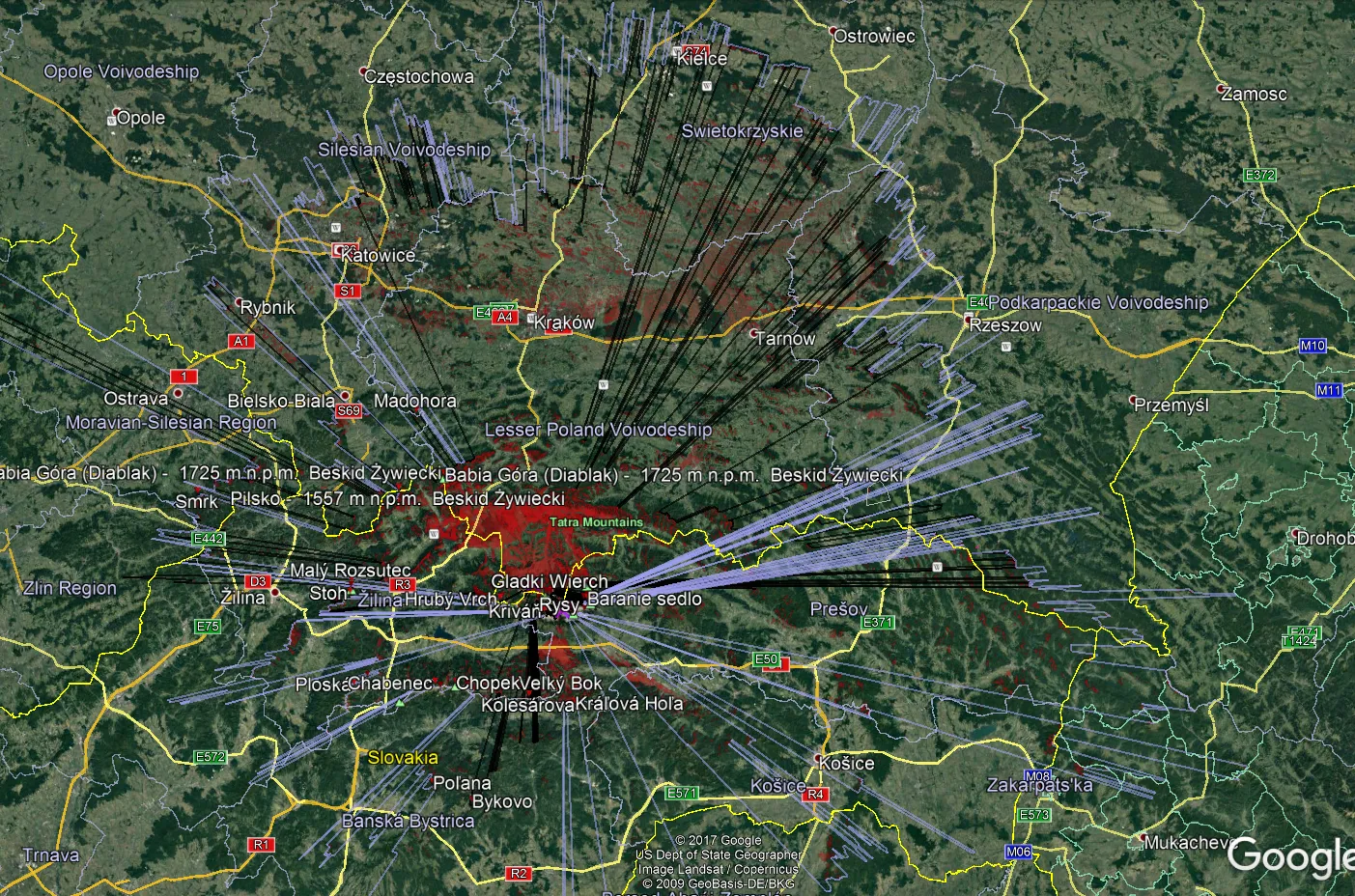 Heywhatsthat and summit-perspective views on Google Earth